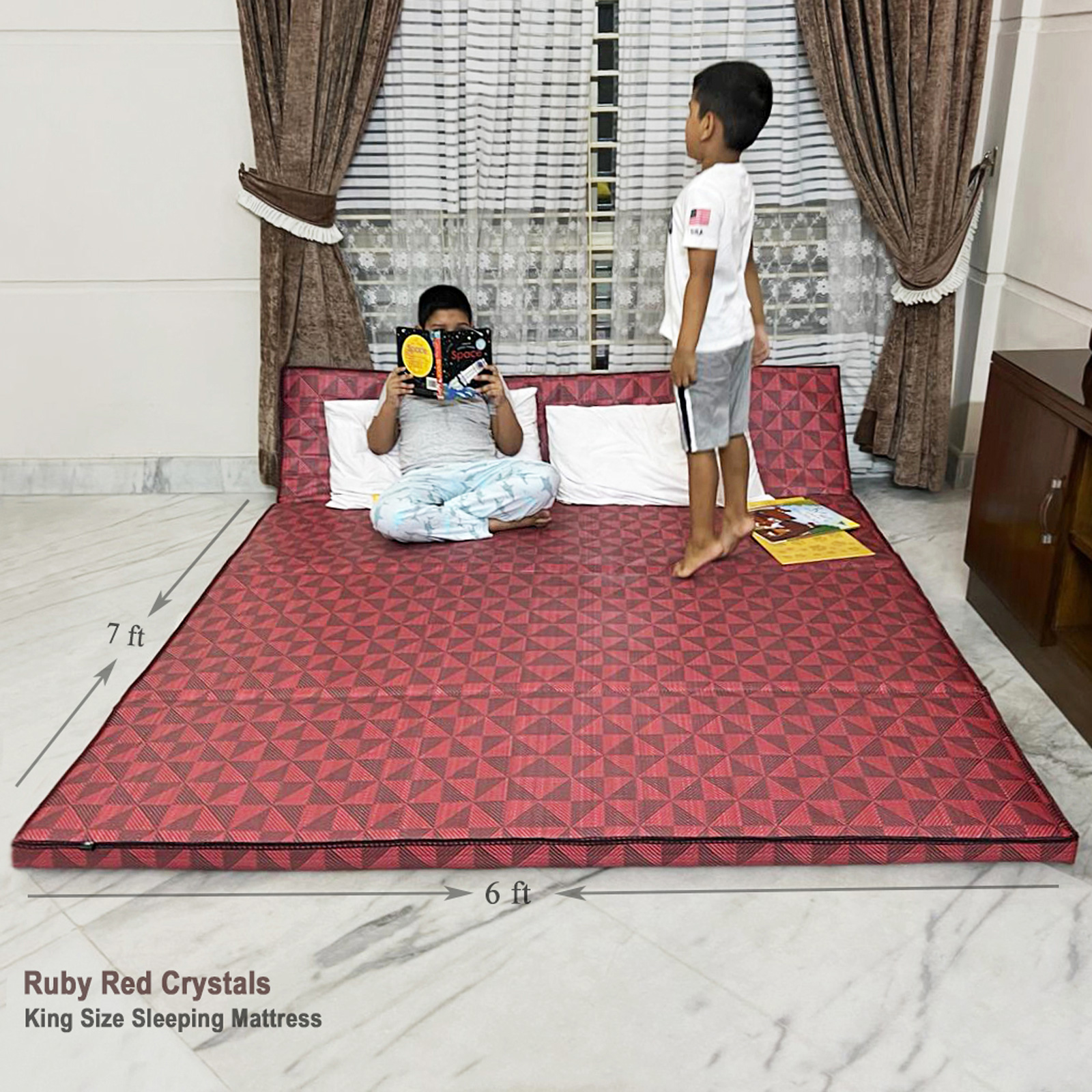 Relax Floor Mattress- Ruby Red Crystals King Size Sleeping Mat - RELAX MATS
